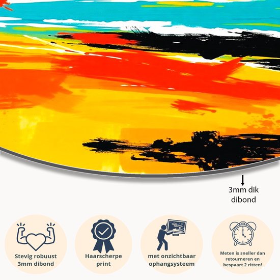 Abstracte kustlijn - Wandkunst rond - Dibond muurcirkel - 80x80 cm | bol