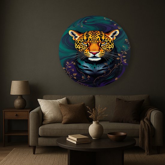 Luipaard wandpaneel - Wandobject rond - Forex - 80x80 cm | bol