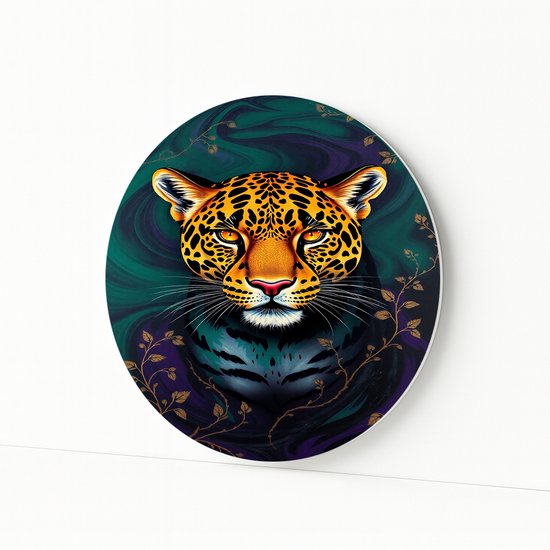 Luipaard wandpaneel - Wandobject rond - Forex - 40x40 cm | bol