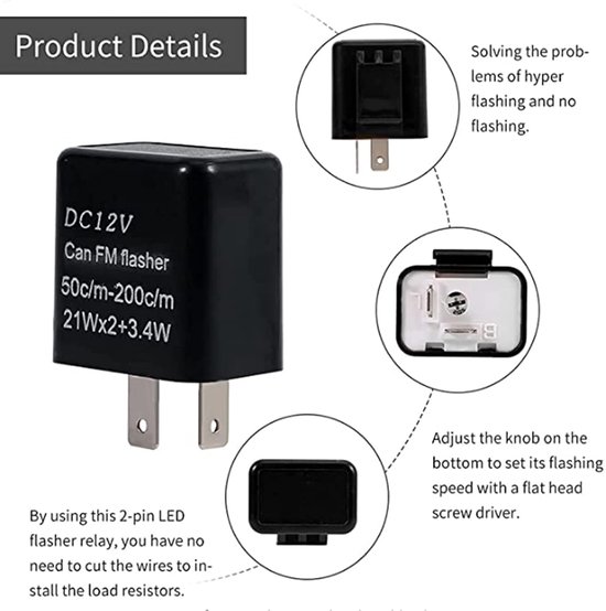 LED Indicator Relay - 2 Pin Flashing Relay - Vervanging voor Universele ...