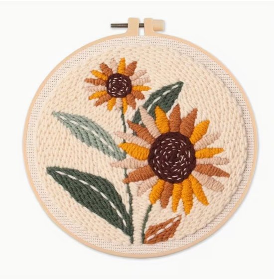 Punch needle pakket - schilderij - zonnebloem - 20x20cm - perfect voor ...