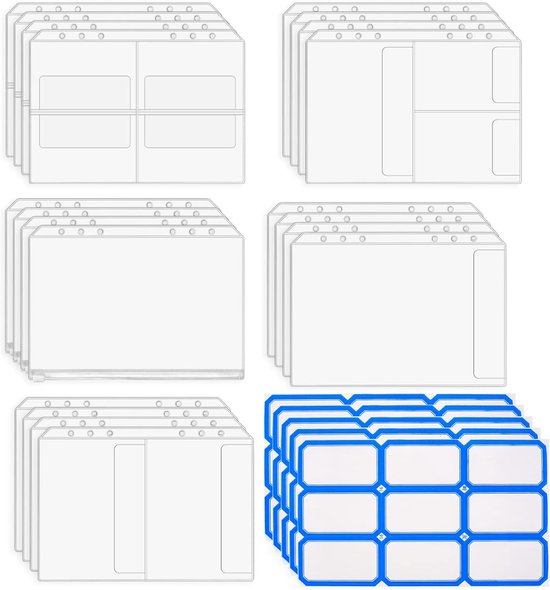 20-Pack A5 6-Hole Binder Bags - Document Holder - Plastic Binder Zipper ...