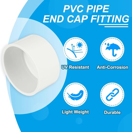 2-1/2" PVC Pipe End Cap Fitting - 6 Pack Furniture Quality Pipe Plug ...