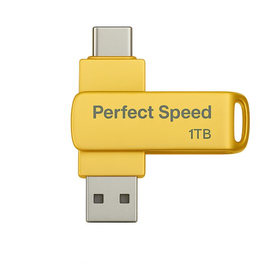 Usb stick 1tb - Perfect Speed - Goud - Dual Port - USB 3.2 - USB C ...