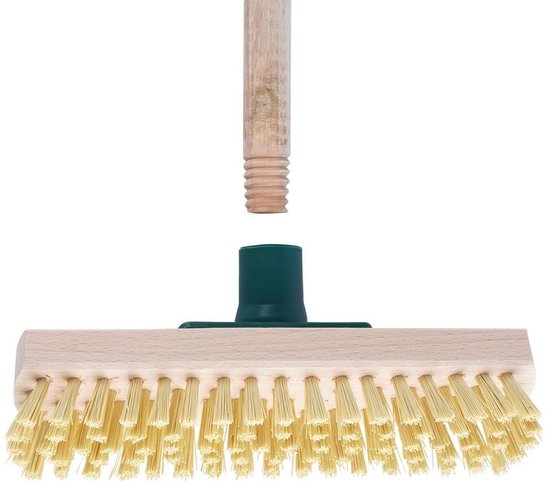 Luiwagen met steel - Schrobbezem van hout - 24 cm | bol