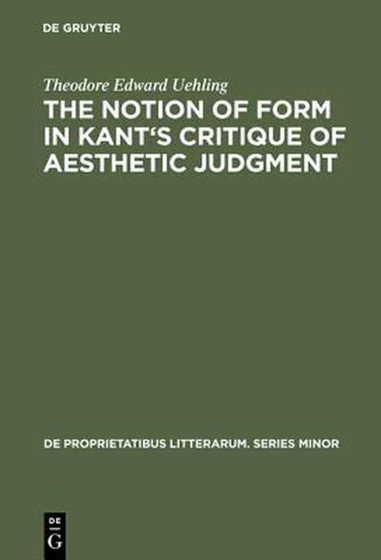 The notion of form in Kant's Critique of aesthetic judgment ...