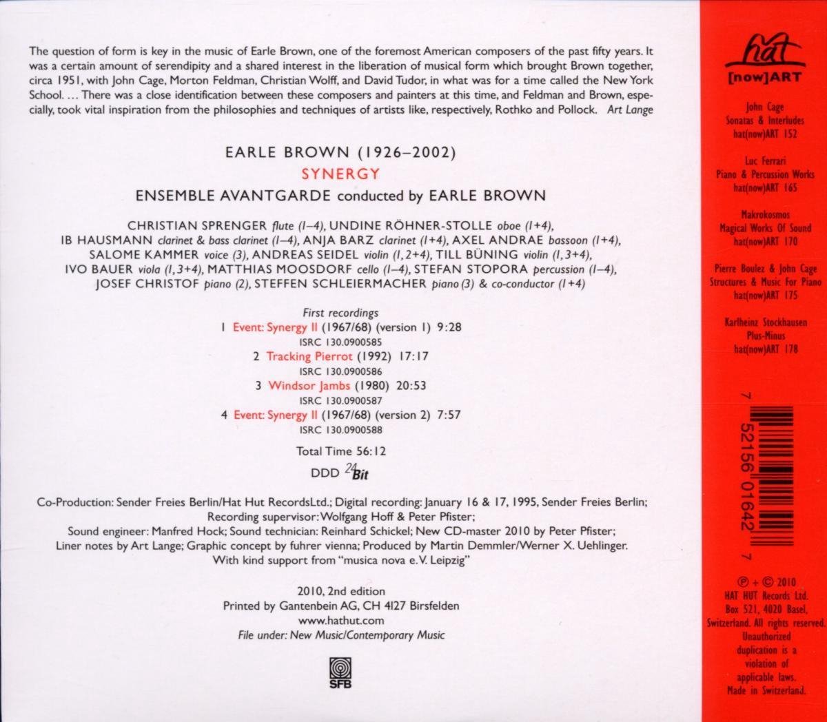 Earle Brown: Synergy, Ensemble Avantgarde | CD (album) | Muziek | bol.com