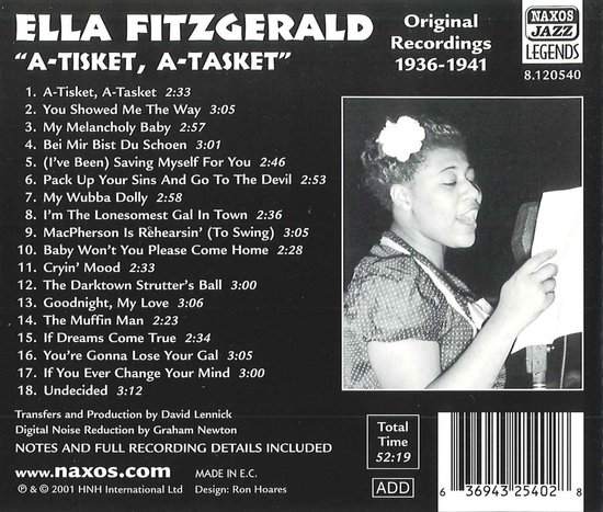 Ella Fitzgerald - A-Tiske, A-Tasket 1936-1941 (CD), Ella Fitzgerald ...
