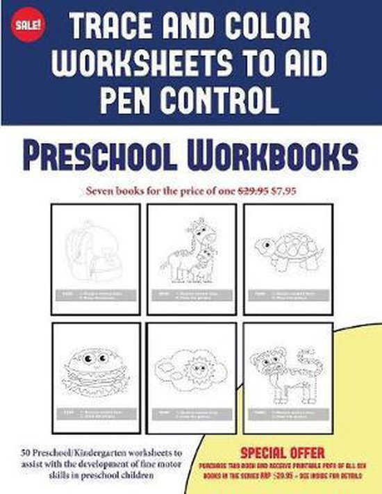 2- Preschool Workbooks (Trace and Color Worksheets to Develop Pen ...