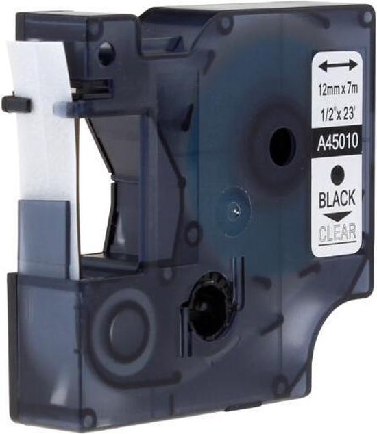 3x D1 standaard labels Compatible Dymo 45010 Zwart op transparant ...