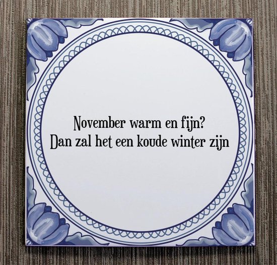 Tegeltje met Spreuk (Tegeltjeswijsheid): November warm en fijn? Dan zal ...