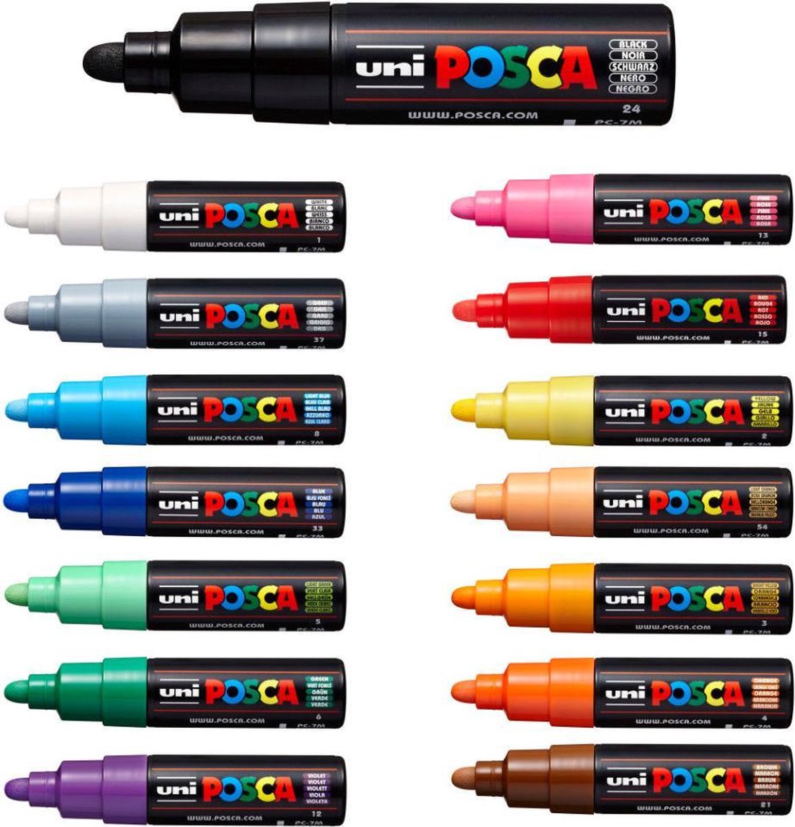 Posca PC-7M - Kleur Zwart - 4.5–5.5 mm Breed Rond - Geschikt op vele ...