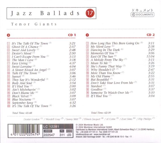 Tenor Giants: Jazz Ballads 17, Tenor Giants | Muziek | bol
