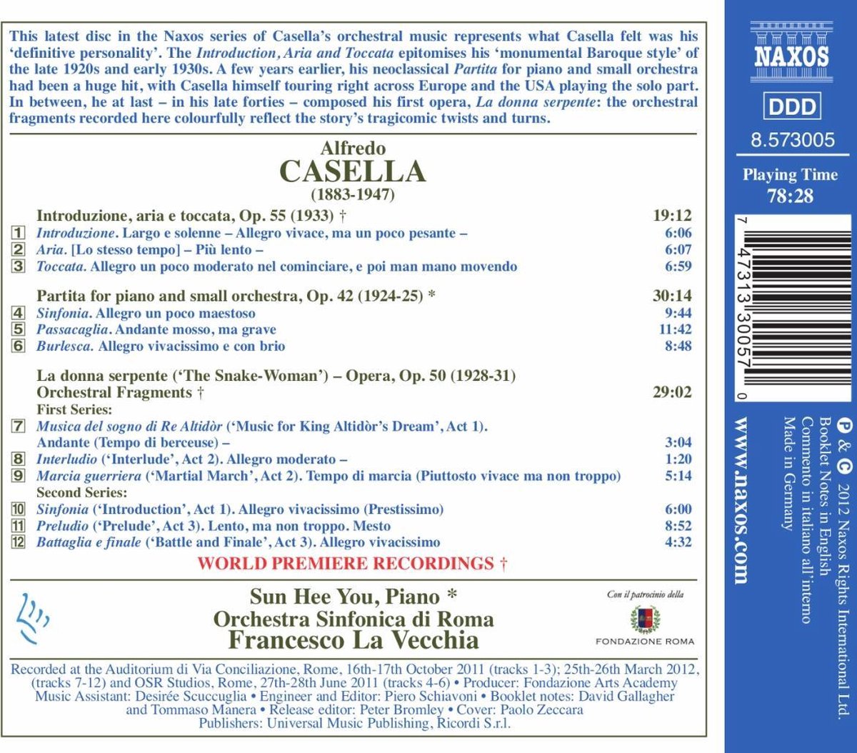 Casella: La Donna Serpente, Orchestra Sinfonica Di Roma | CD (album ...