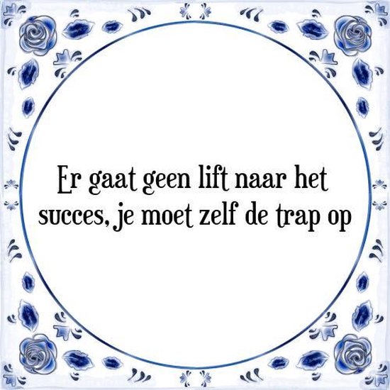 Tegeltje met Spreuk (Tegeltjeswijsheid): Er gaat geen lift naar het succes, je moet... | bol