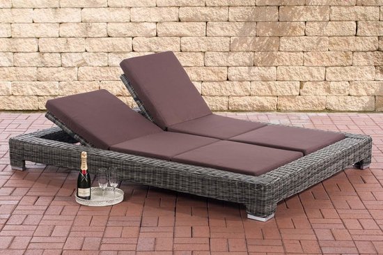 Clp Sunshine - Ligbed - 5mm rond Polyrotan - Rotan kleur : grijs ...