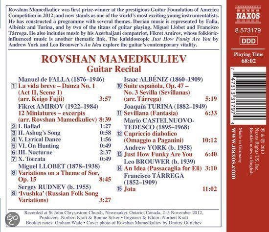 Rovshan Mamedkuliev - Guitar Recital (CD), Rovshan Mamedkuliev | Muziek ...