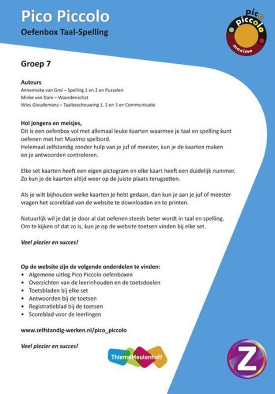 Pico Piccolo - Pico Piccolo Maximo Groep 7 Oefenbox Taal/spelling ...