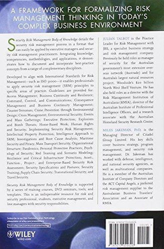Security Risk Management Body Of Knowled, Julian Talbot | 9780470454626 ...