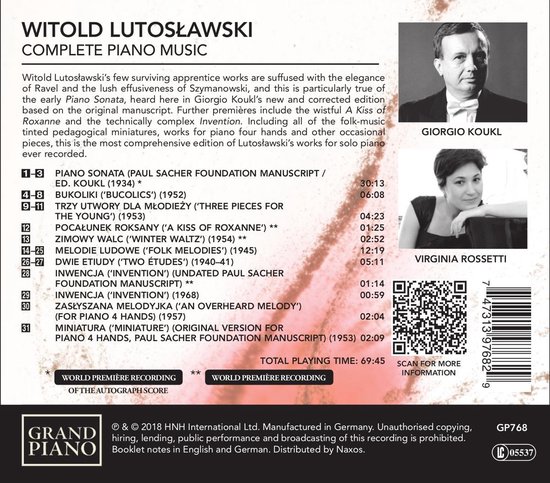 Giorgio Koukl & Virginia Rossetti - Lutoslawski: Complete Piano Music ...