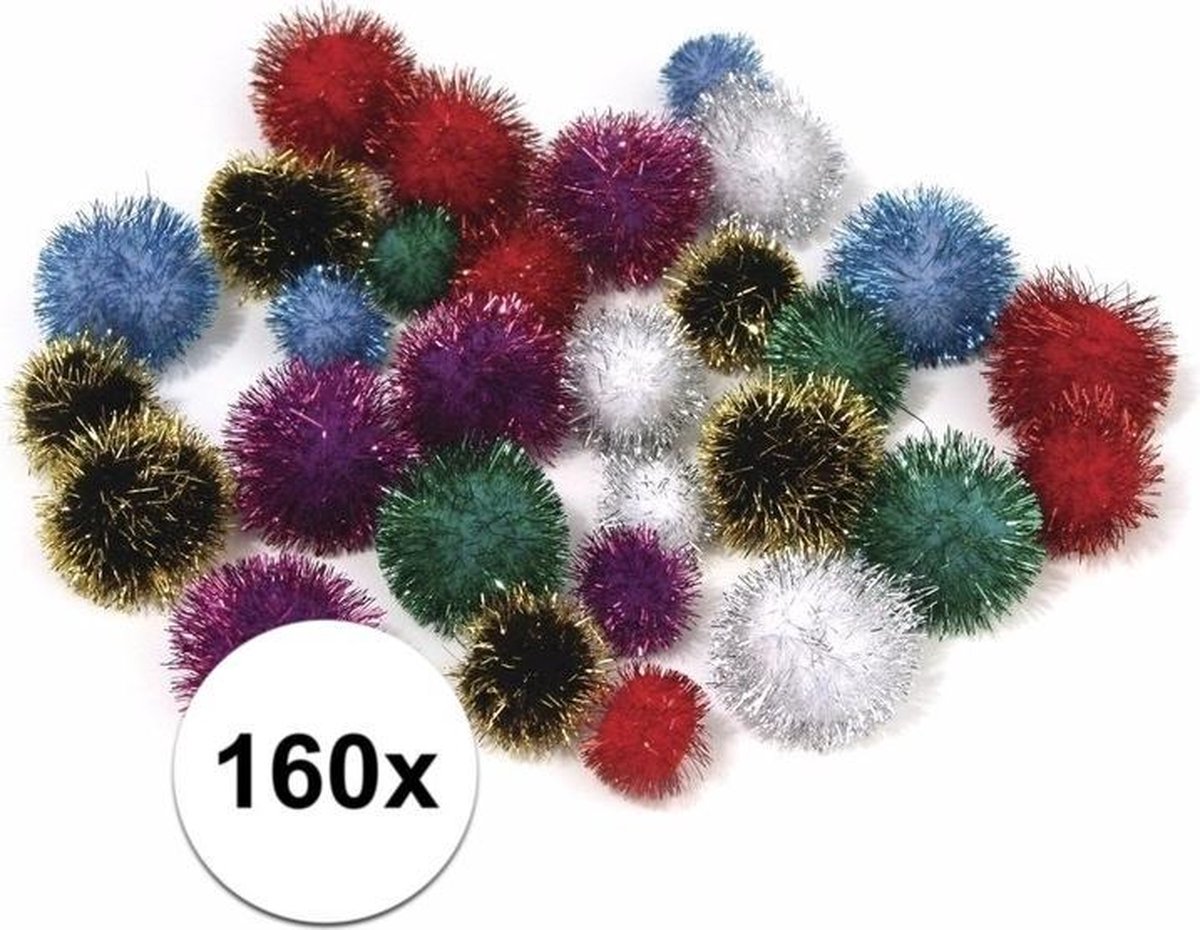 160x knutsel pompons 25 mm metalic gekleurd | bol.com