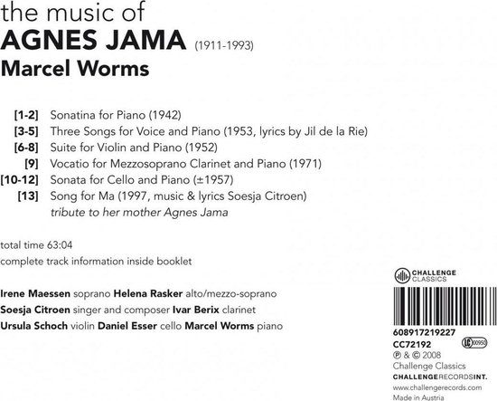Compl. Musical Works Of Agnes Jama, Marcel Worms | CD (album) | Muziek ...