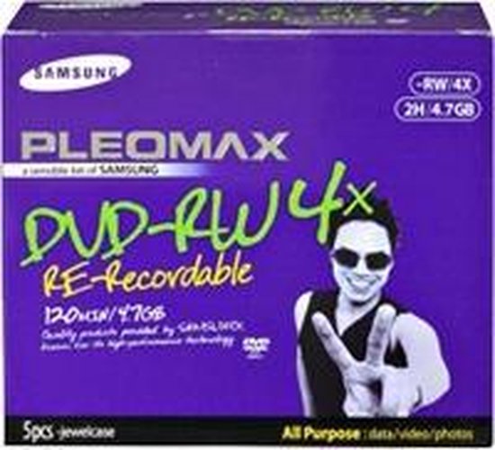 Samsung Pleomax DVD-RW 4.7GB, Jewel Case 5-pk | bol.com