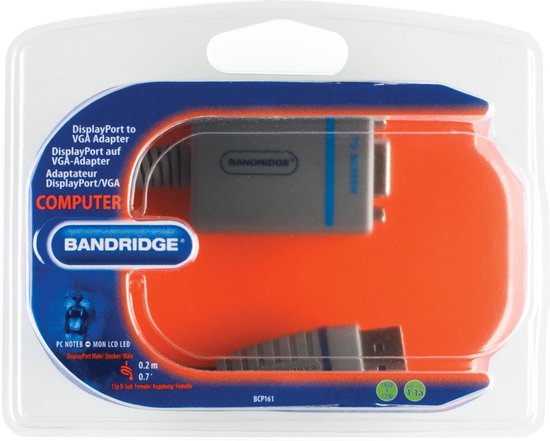 Bandridge - Displayport naar VGA Beeldscherm Adapter - grijs | bol