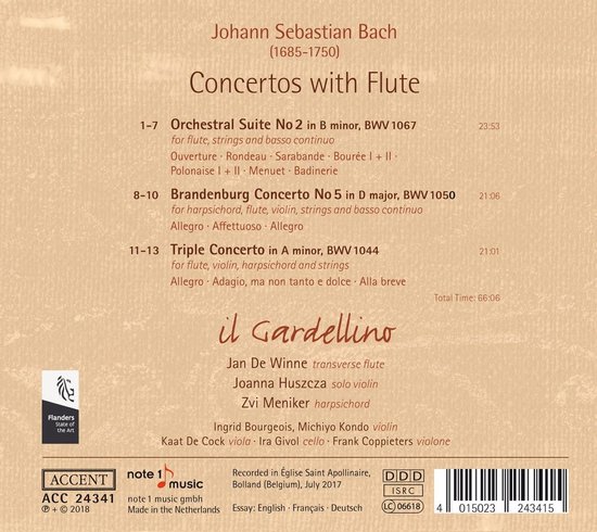Jan De Winne & Il Gardellino - J.S. Bach: Concertos With Flute (CD), Il Gardellino |... | bol
