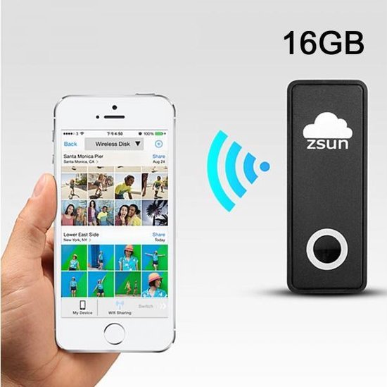Wireless memory stick | 16GB | WiFi | zwart | bol
