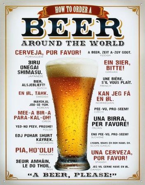 How to Order a Beer - Wandbord - Bier humor - Amerika USA - metaal ...
