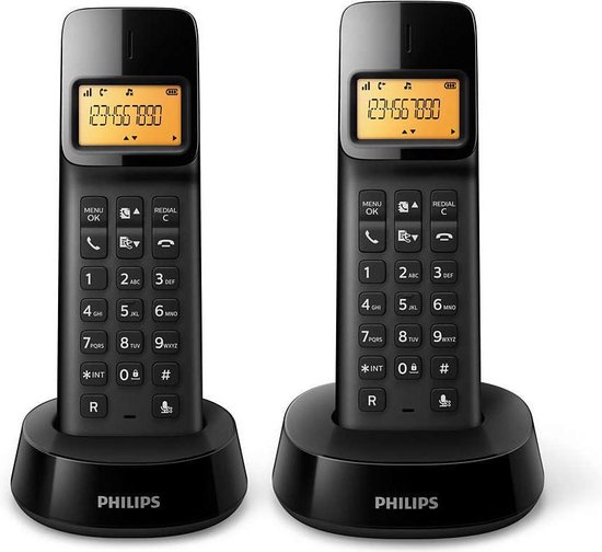 Philips D1402 - Duo DECT telefoon - Zwart | bol.com
