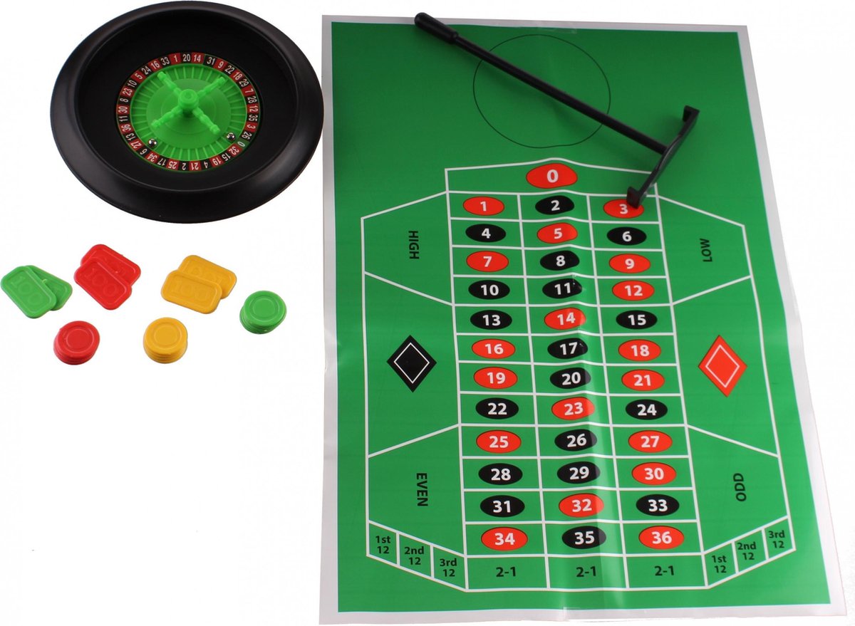 Lg-imports Roulette-set 15 Cm Groen/zwart 29-delig | Games | bol