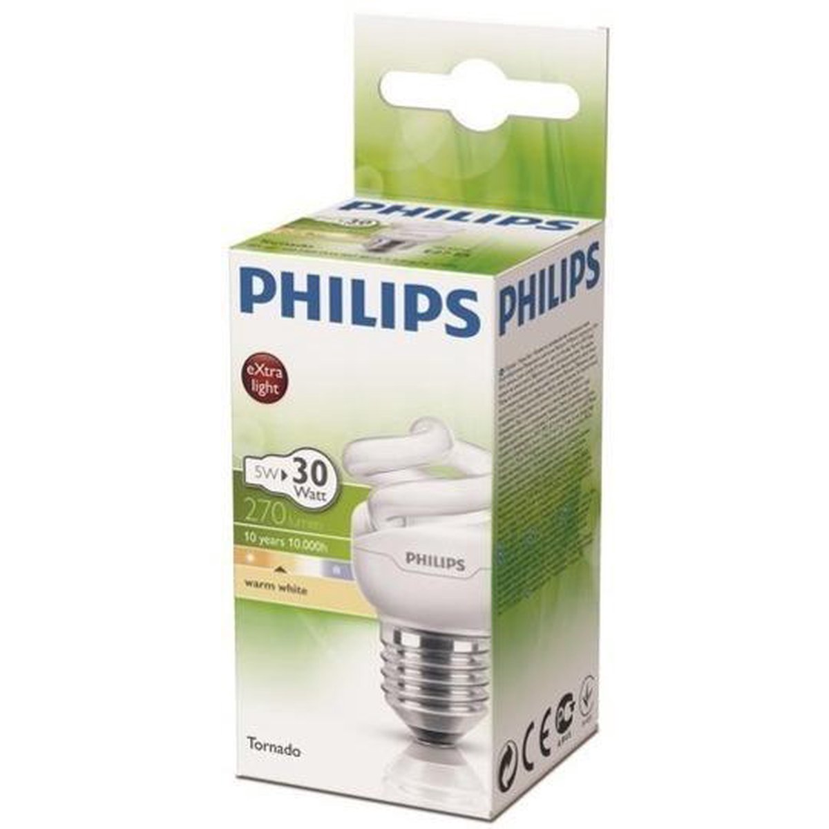 Philips 8W E27 Tornado T2 Spaarlamp - 6 stuks | bol.com