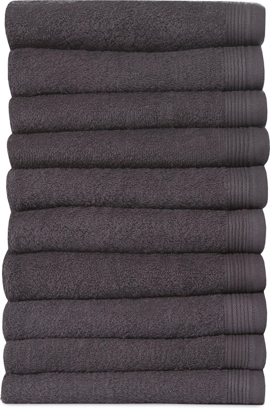 Zzzacht - Baddoek - 10-pack - 50x100 cm - Antraciet | bol.com