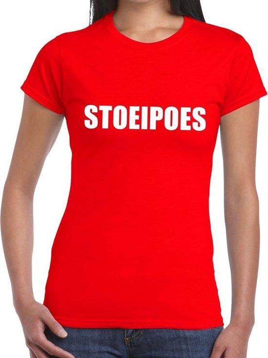 Stoeipoes tekst t-shirt rood dames L | bol.com