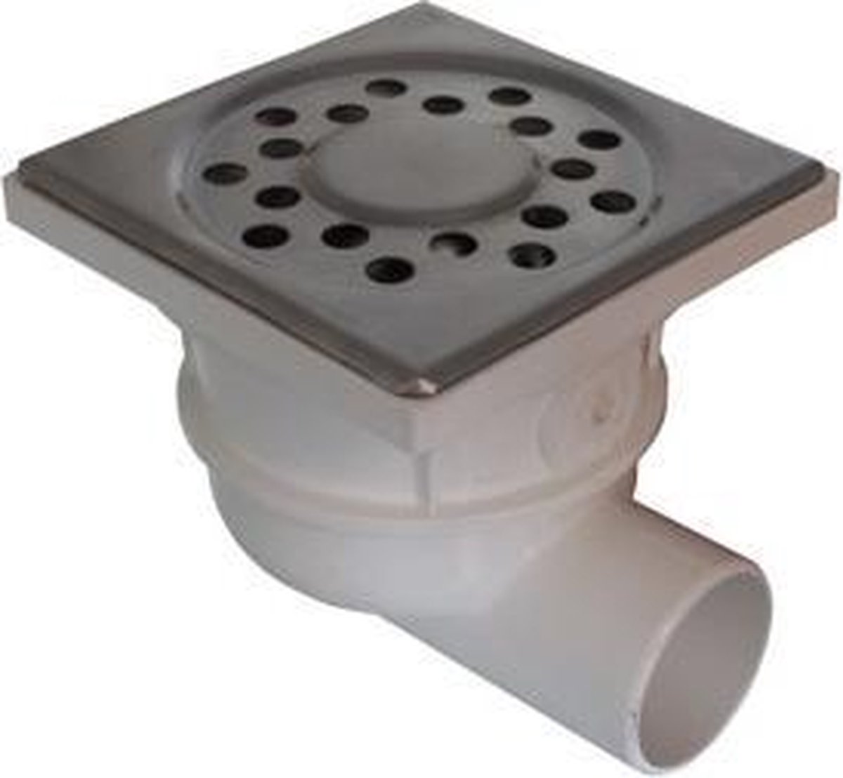 Kunststof Schrobput met RVS Deksel Zijafvoer - 10 x 10 cm - Wit | bol