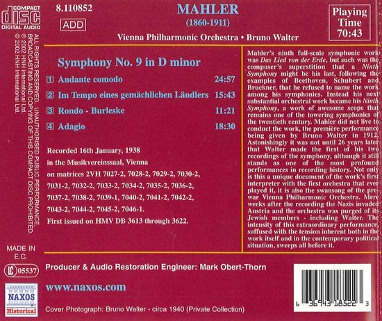 Vienna Philharmonic Orchestra - Mahler: Symphony No.9 (CD), Vienna Philharmonic... | bol.