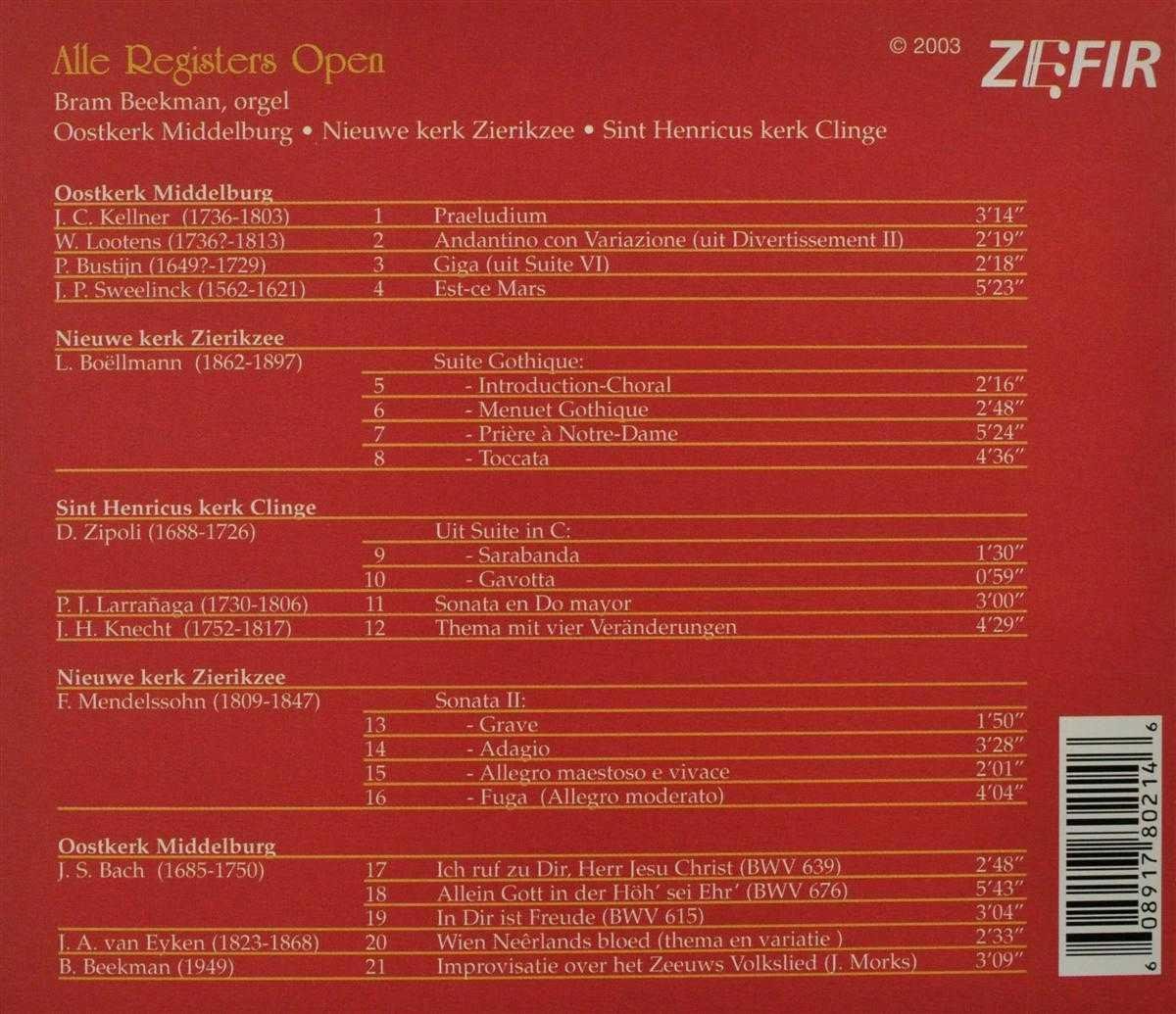 Bram Beekman - Alle Registers Open, Bram Beekman | CD (album) | Muziek | bol.com