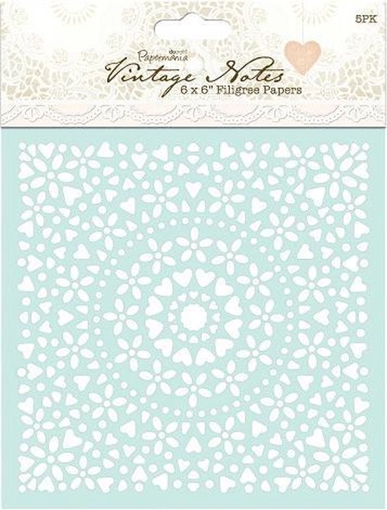 6 x 6 Filigree Papers (5pk) - Vintage Notes | bol