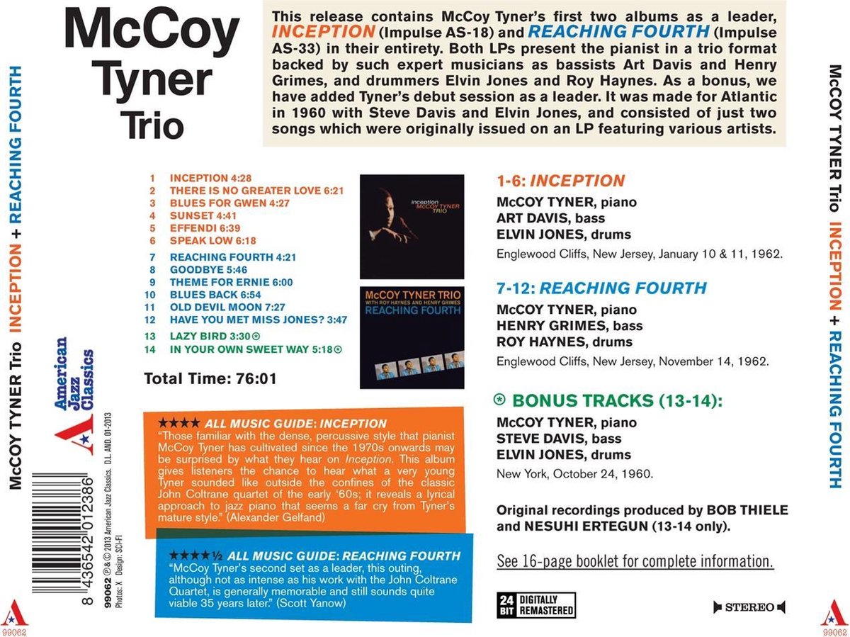 Inception / Reaching Fourth, Mccoy Tyner Trio | CD (album) | Muziek ...