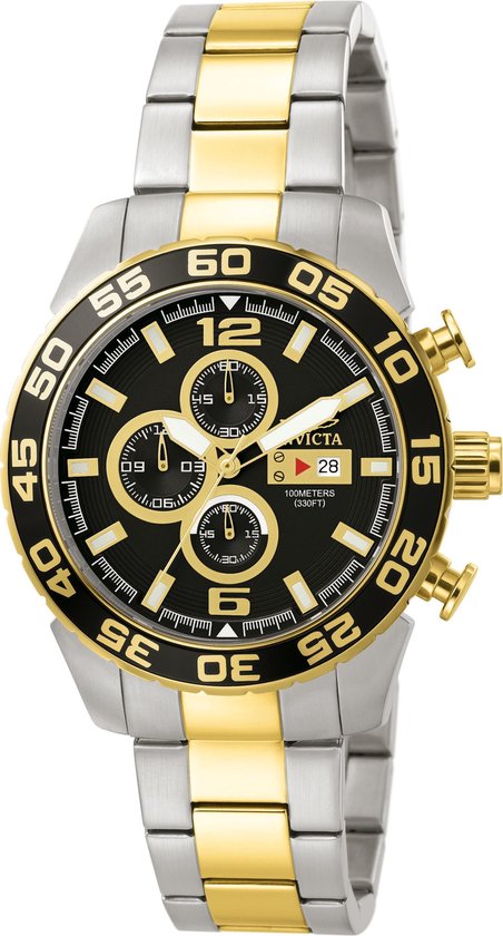INVICTA Specialty Men 46mm Stainless Steel Gold + Steel Black dial VD57 ...