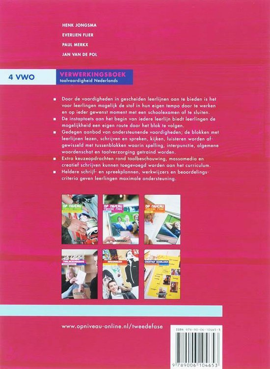 Op Niveau HV 4 VWO Verwerkingsboek, Henk Jongsma | 9789006104653 ...