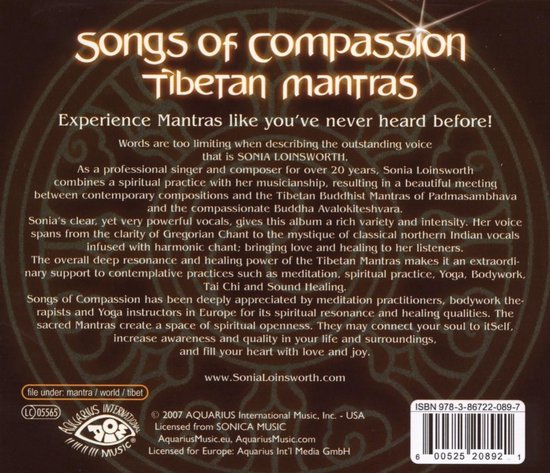 Songs of Compassion - Tibetan Mantras, Sonia Loinsworth | CD (album ...
