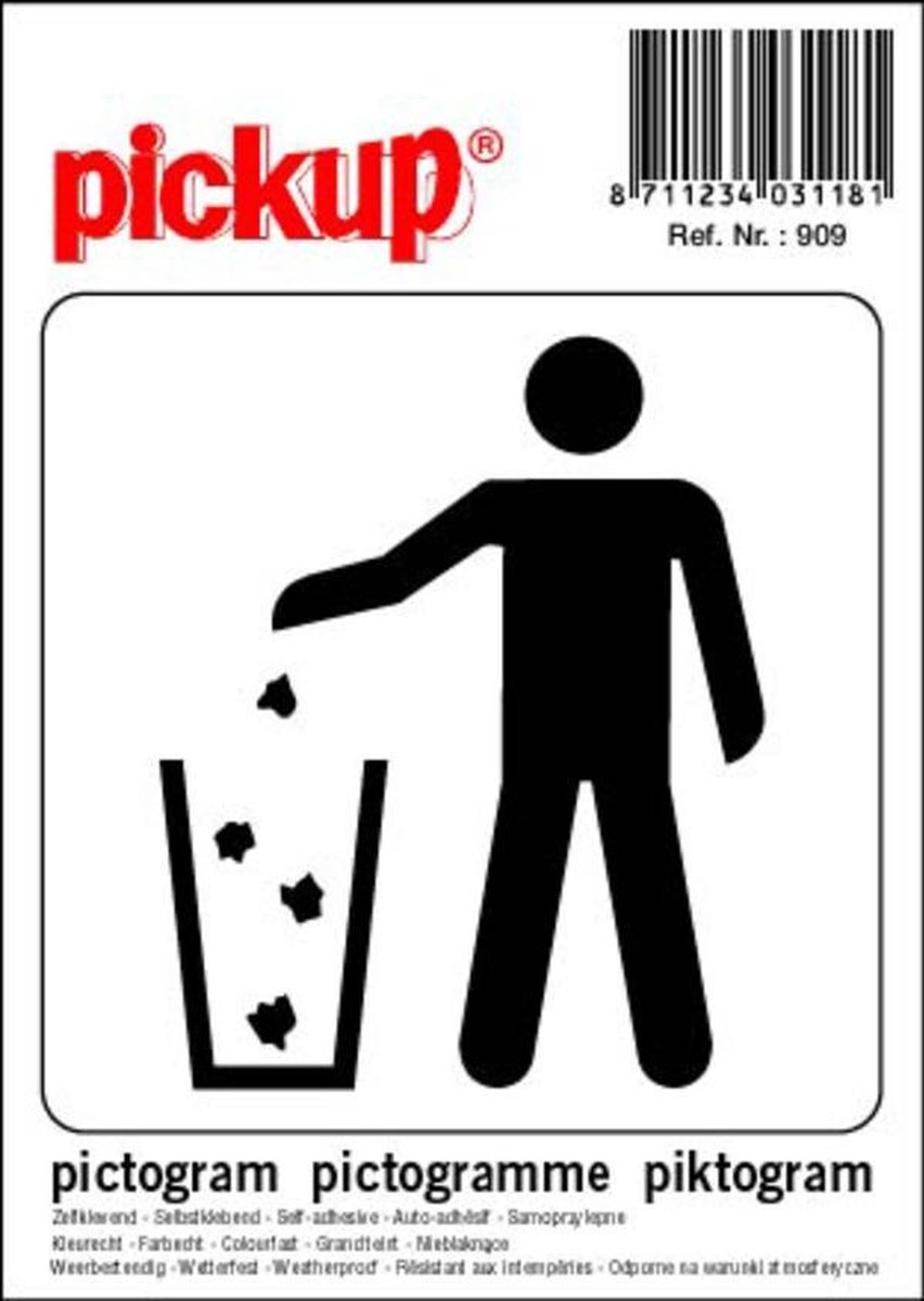 Pickup Pictogram 10x10 cm - Afval in de bakken | bol.com