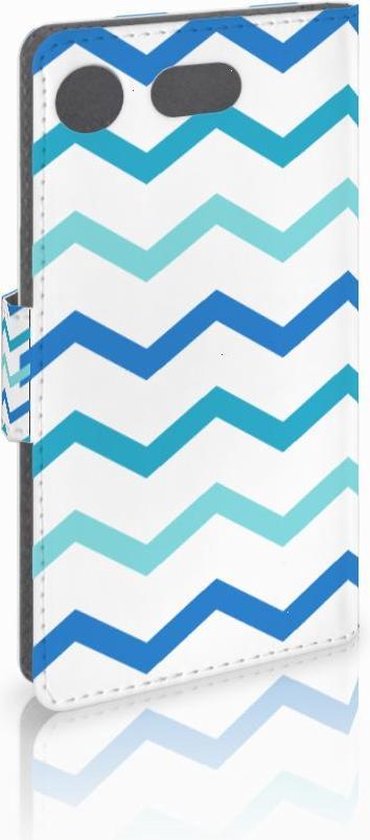 Sony Xperia Xz1 Compact Bookcase Hoesje Zigzag Blauw