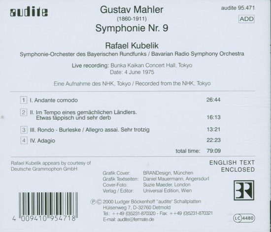 Symphonieorchester Des Bayerischen Rundfunks, Rafael Kubelik - Mahler: Symphony No.9... | bol.com