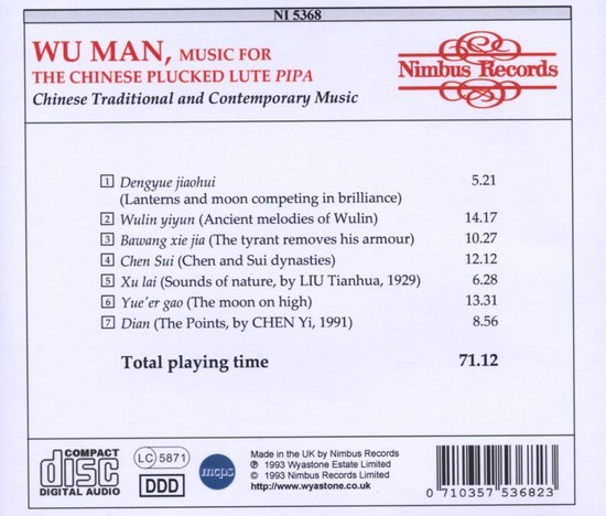 Wu Man - Wu Man: Chinese Music For The Pipa (CD), Wu Man | Muziek | bol