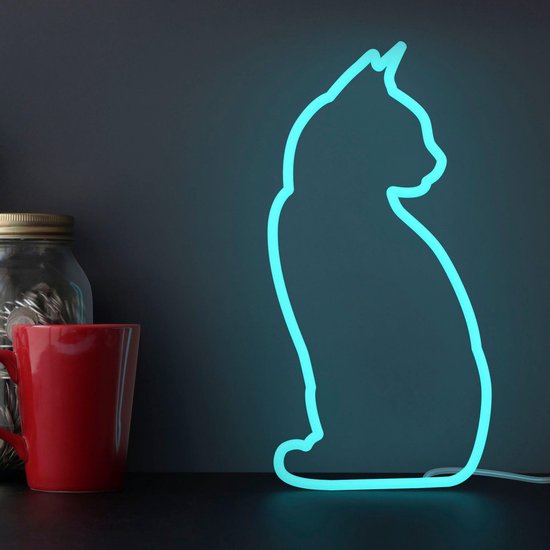 Mustard MEOW led neon light - deco katten lamp - Zittend | bol.