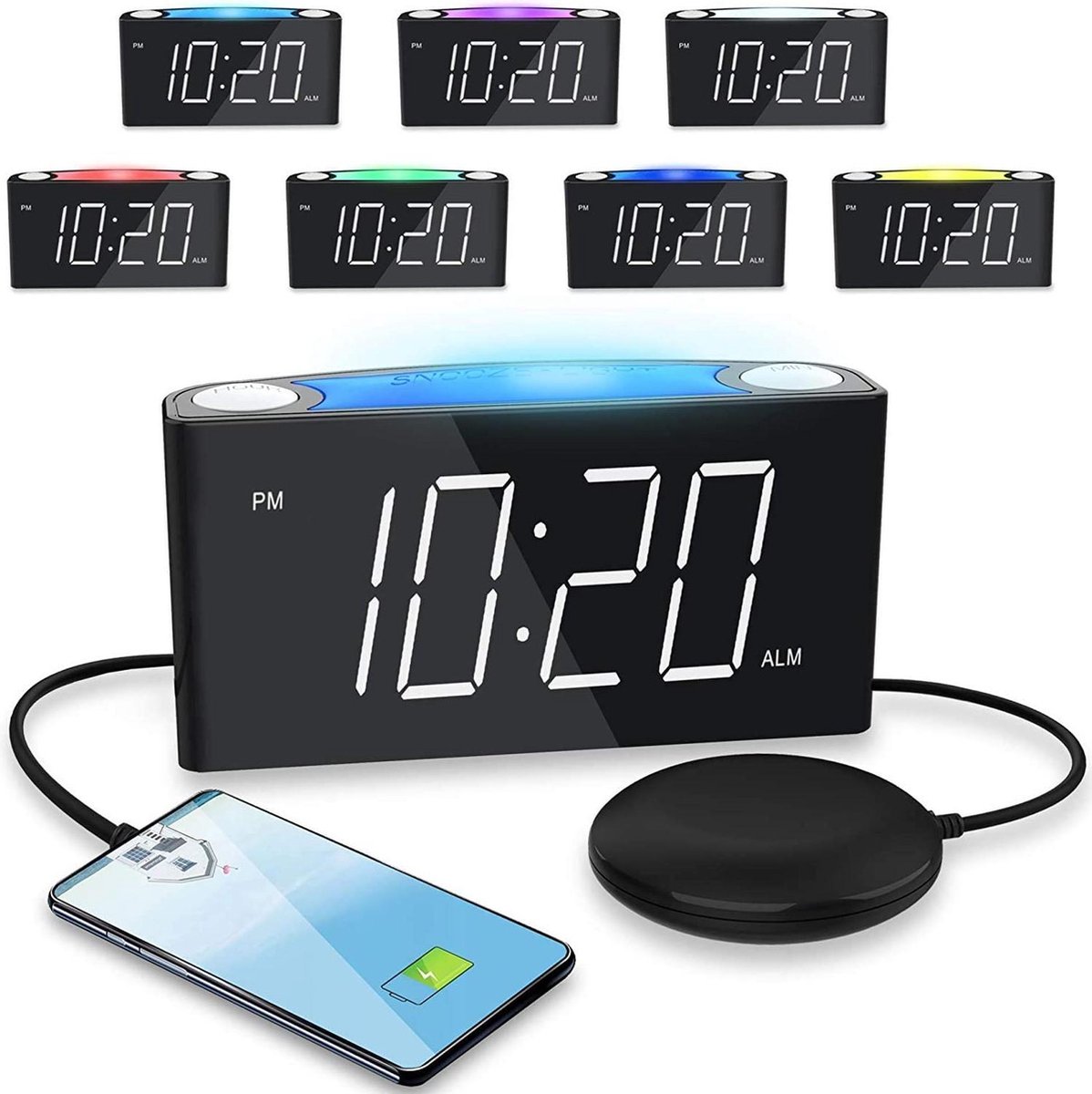 Digitale wekker met tril alarm voor slechthorende – Wekkers digitaal ...